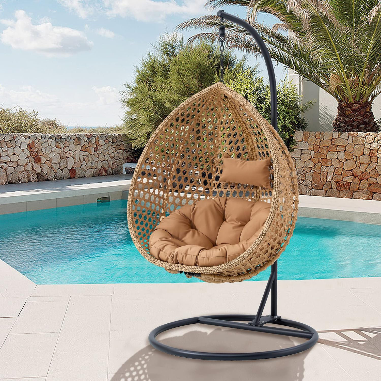 INKEDZ Fauteuil à œufs suspendu avec support et coussins, hamac ...