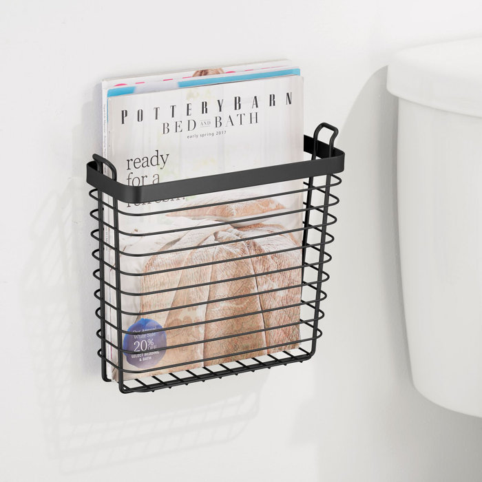 mDesign Metal Wire Wall Mount Magazine Holder, Storage Organizer Rack ...