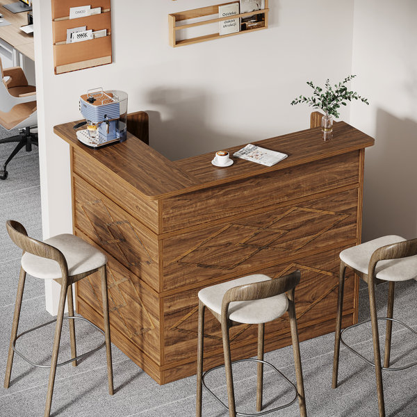 Union Rustic Lureta L-Shaped Reception Desk With Counter, 51.18-Inch ...