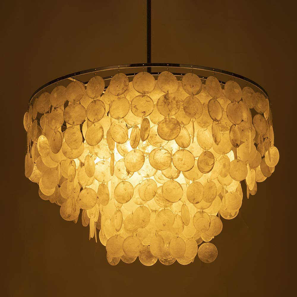 Dovecove Esmeralda 6-Light Modern Capiz Shell Chandelier Hanging Light ...