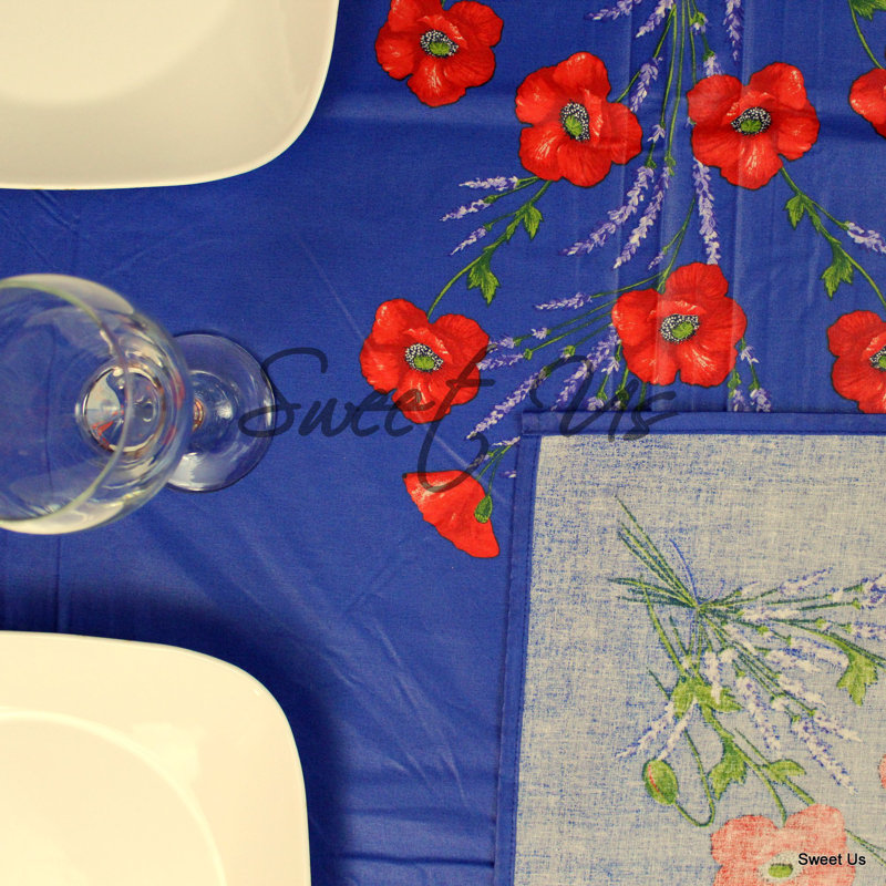 Sweet Us Wipeable Stain Resistant Acrylic Coated French Provencal Poppy ...