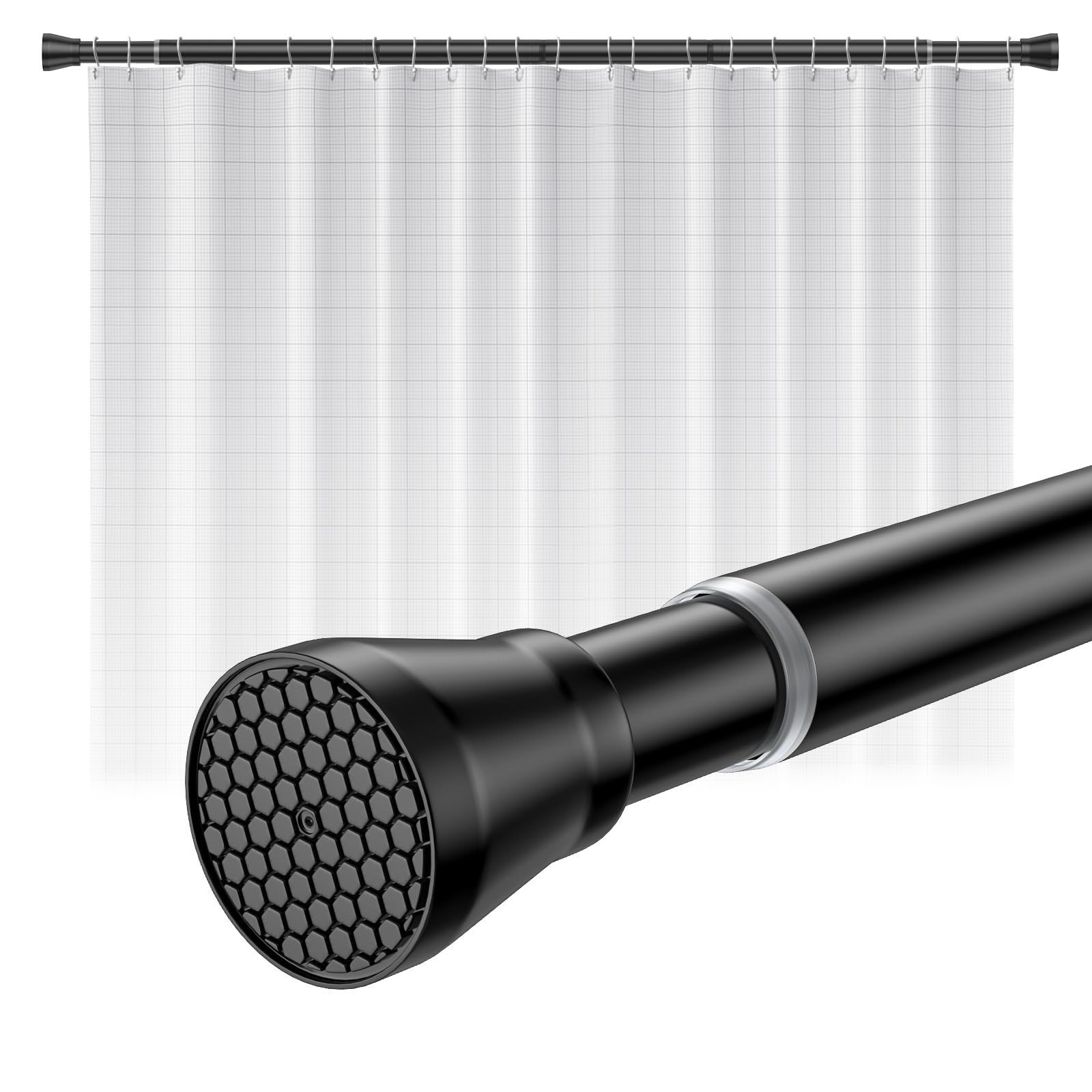 QOTIM Shower Curtain Rod 28-48 Inch no Drilling Expandable Tension ...
