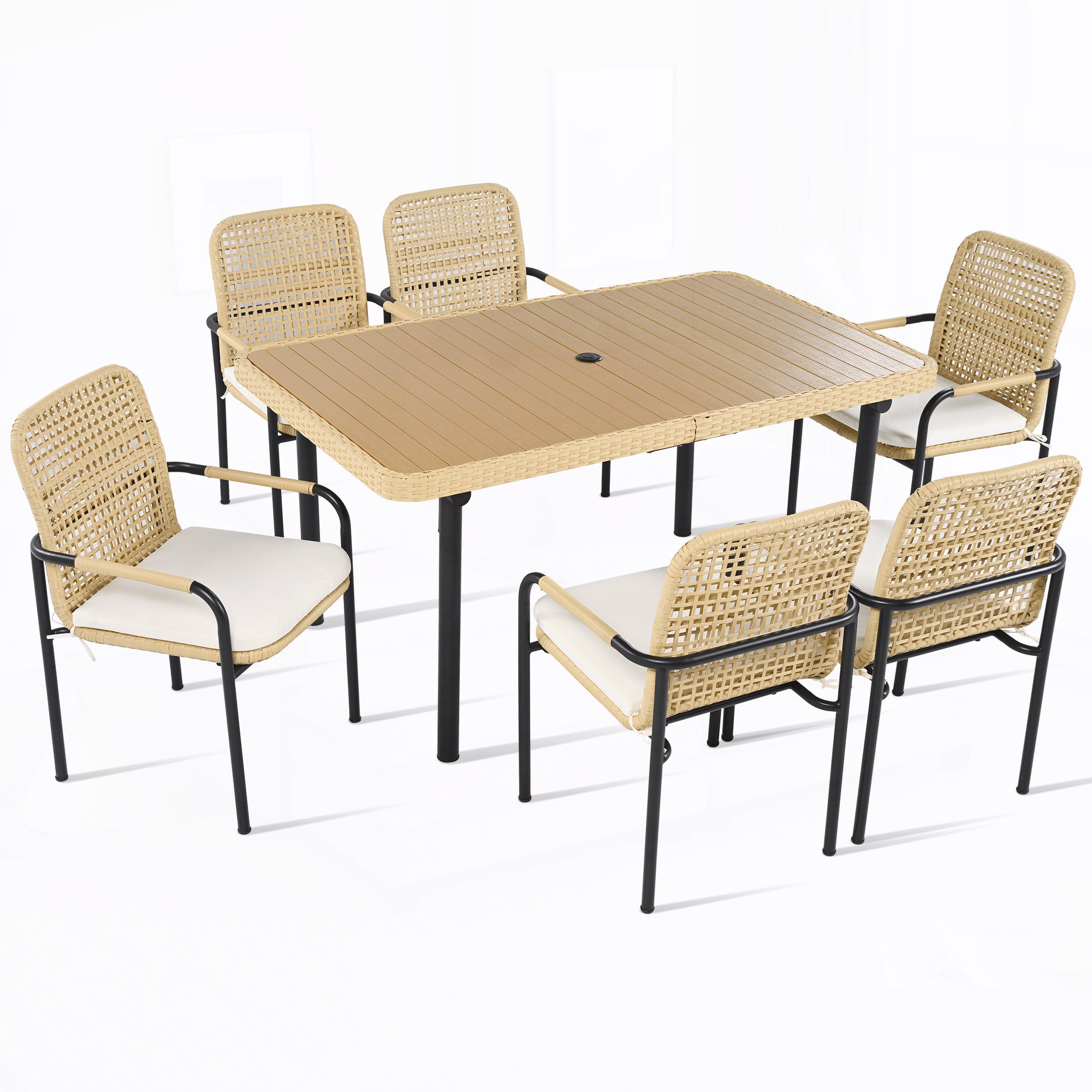 Bayou Breeze 7 Pieces Patio Dining Set with Umbrella Hole - Wayfair Canada