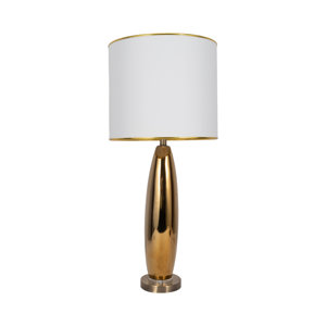 Mercer41 Modern Glam Ceramic, Slim Table Lamp, Gold Finish - 15" x 15 ...