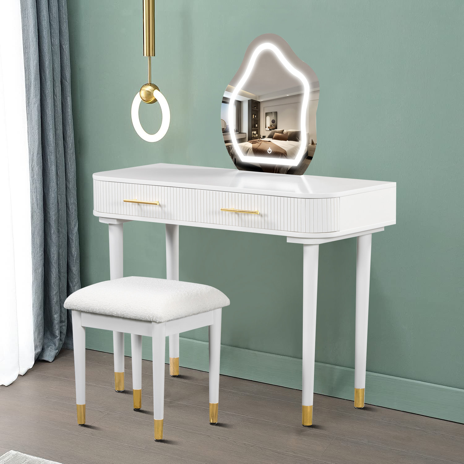 Everly Quinn Modern luxury style dressing table set with a dressing ...