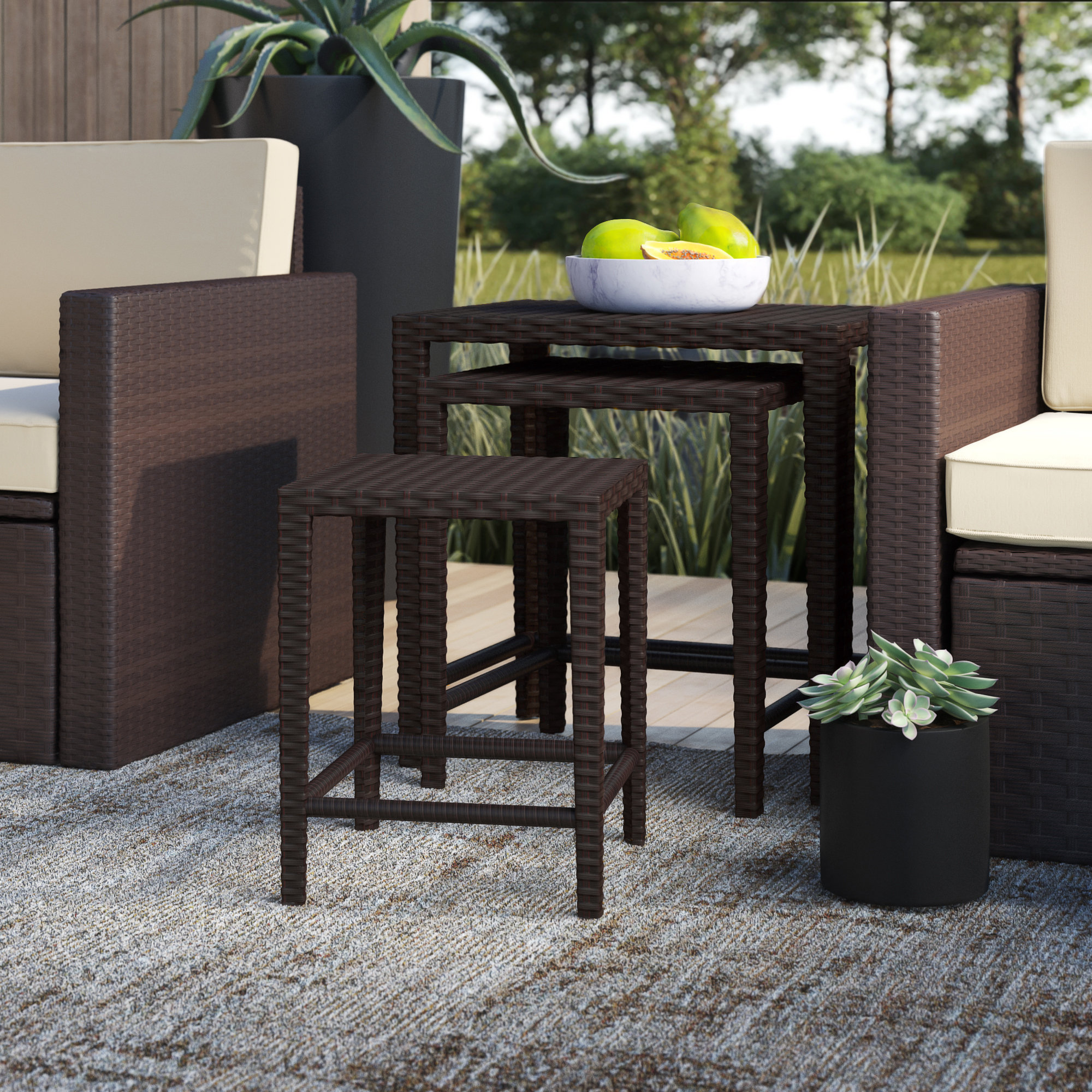 Red Barrel Studio® Neecy Rattan Side Table & Reviews | Wayfair