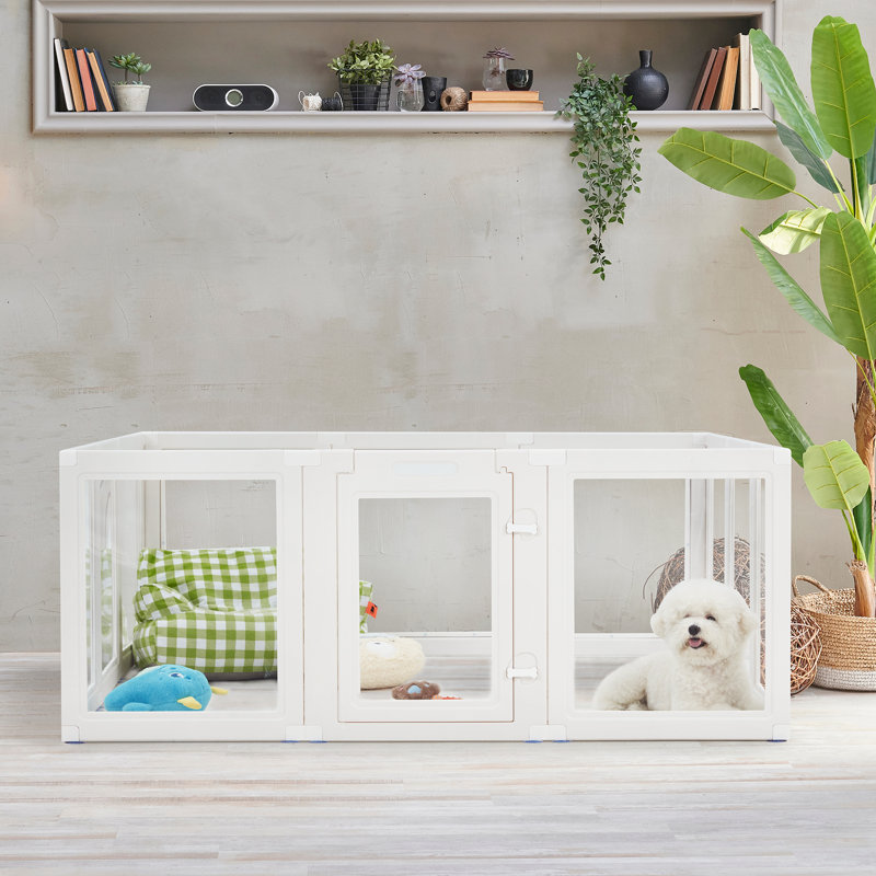 EROMMY 12-panel Pet Pet Pen With Door, Clear Puppy Playpen, Pet Playpen ...