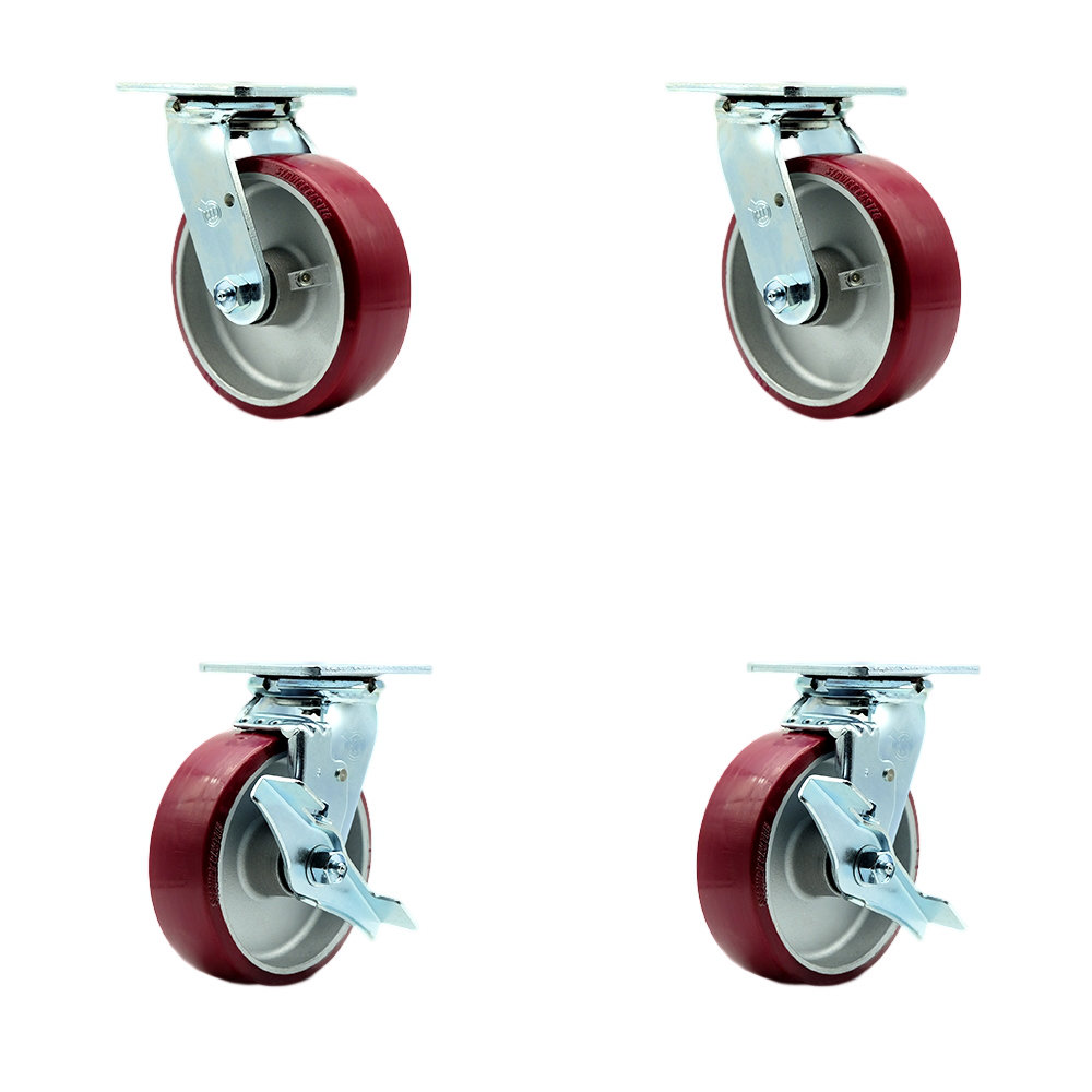 Service Caster SS Poly on Aluminum Swivel Caster Set with Roller ...