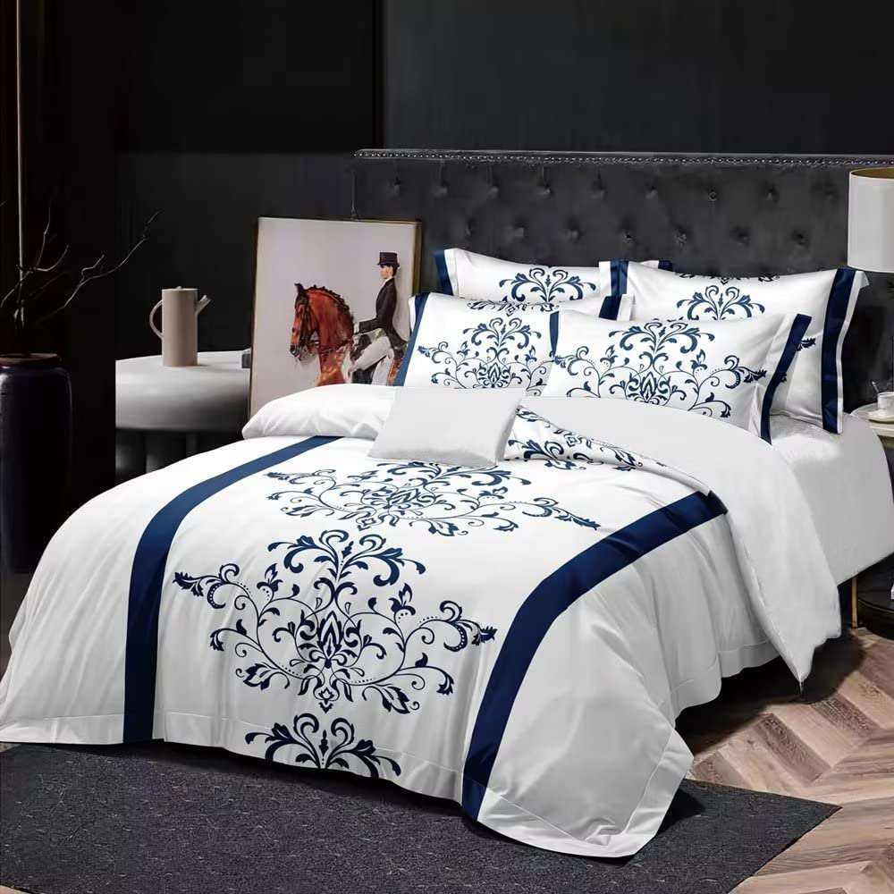 Mr Garden White Blue Microfiber 7 Piece Comforter Set Wayfair