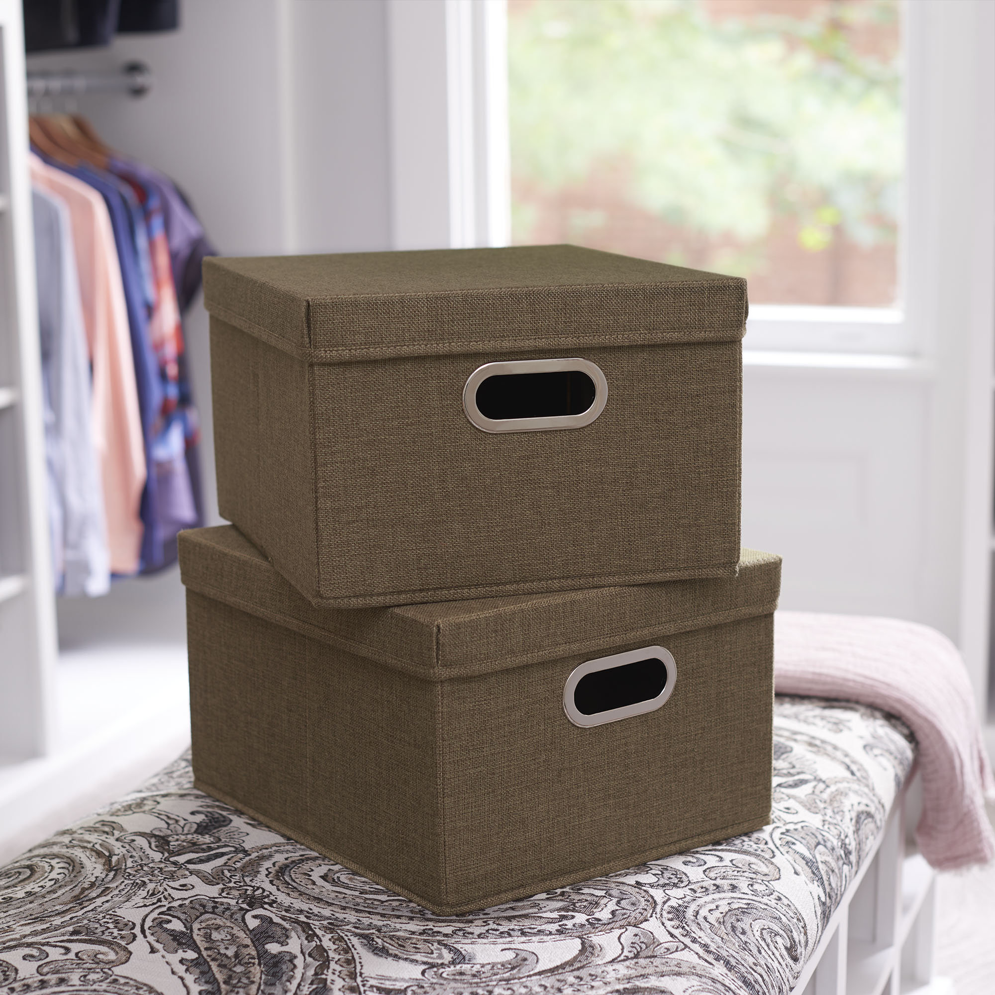 Latitude Run® Storage Boxes with Lids, with Durable Grommet Handles, PP ...