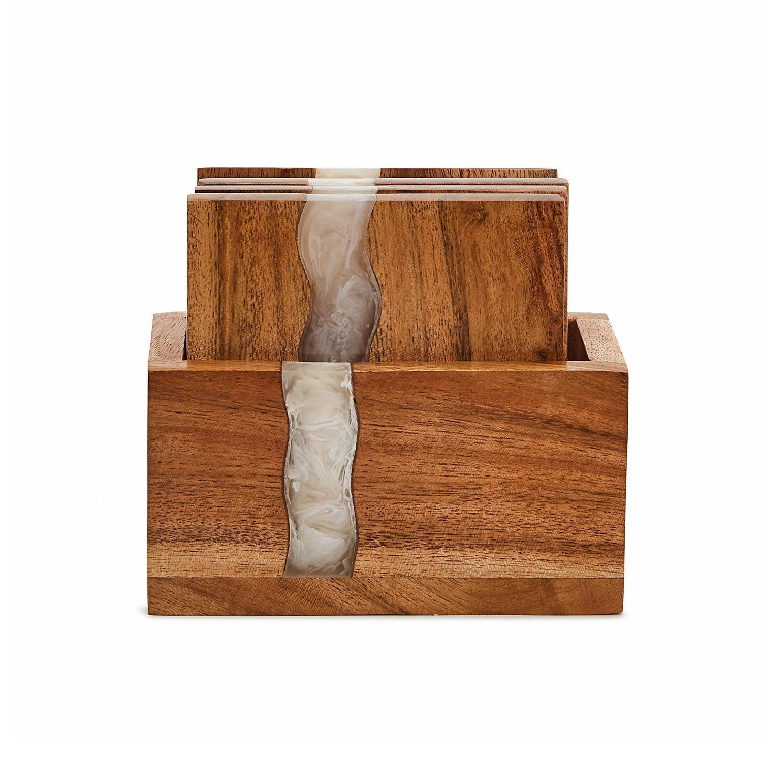 Millwood Pines Square 4 Piece Coaster Set With Holder | Wayfair
