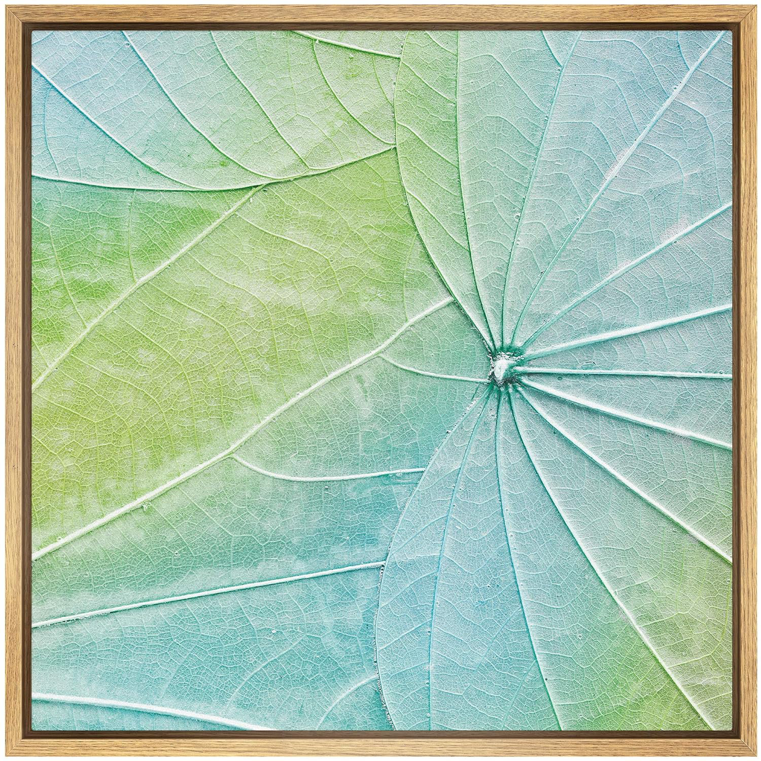 wall26 Detailed Green And Teal Leaf Framed On Canvas Print | Wayfair