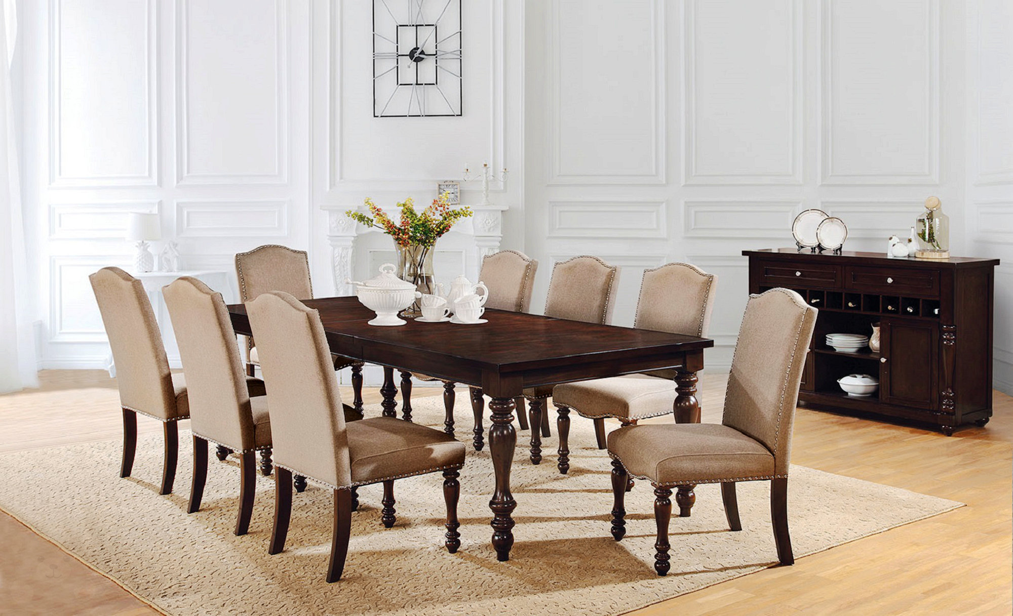 Canora Grey Transitional Antique Cherry Beige Set Of 2Pc Side Chairs ...