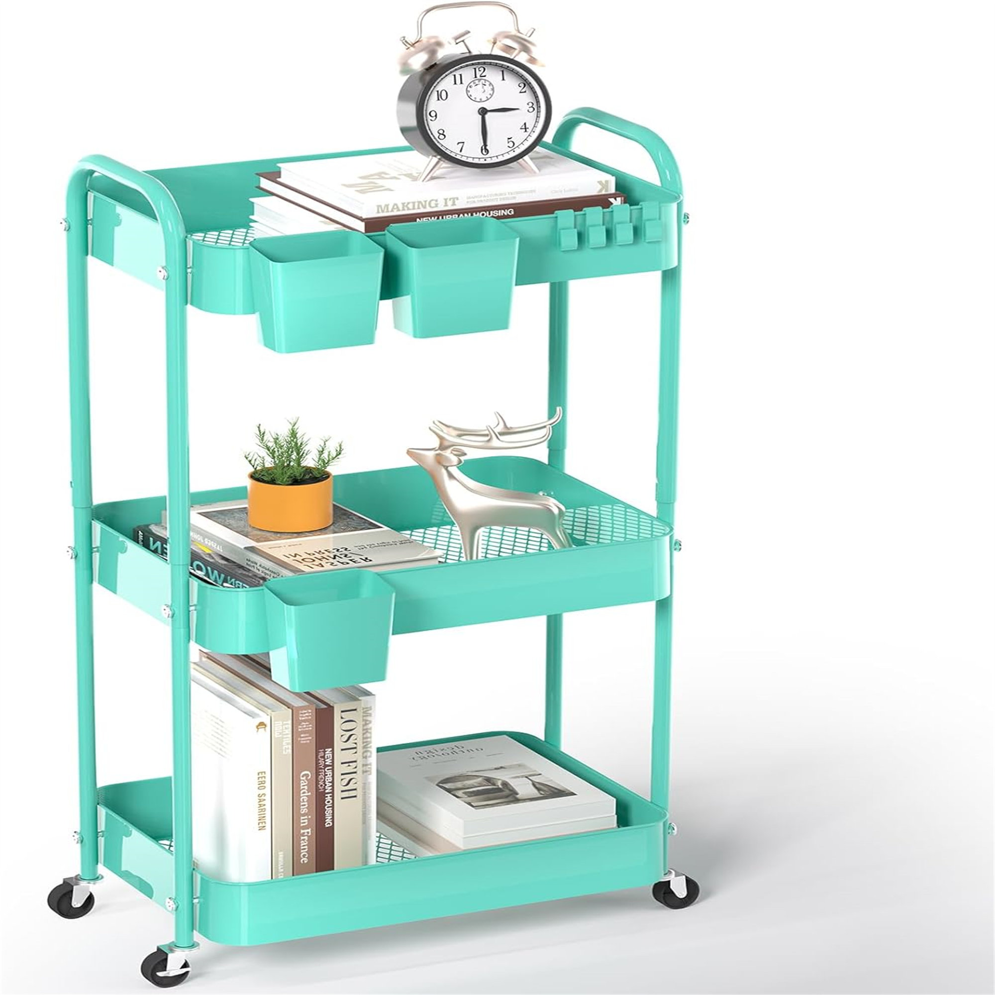 SUBORM 3-Tier Rolling Utility Cart with Lockable Casters, Multi ...