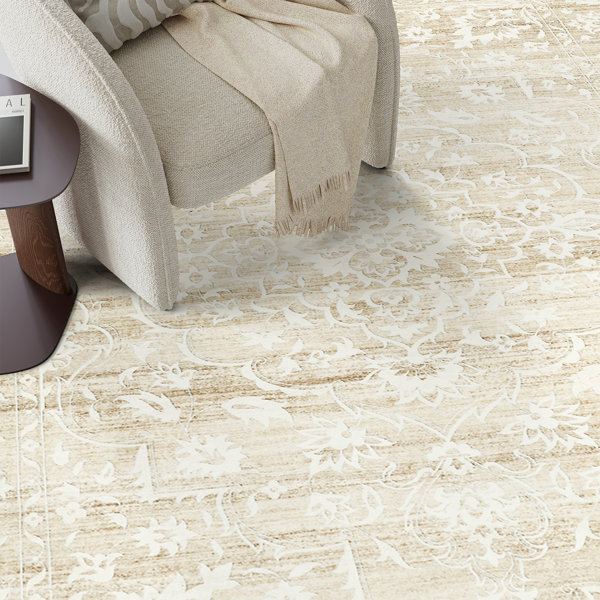 Winston Porter Stain Resistant Neutral Washable Rugs for Living Room ...