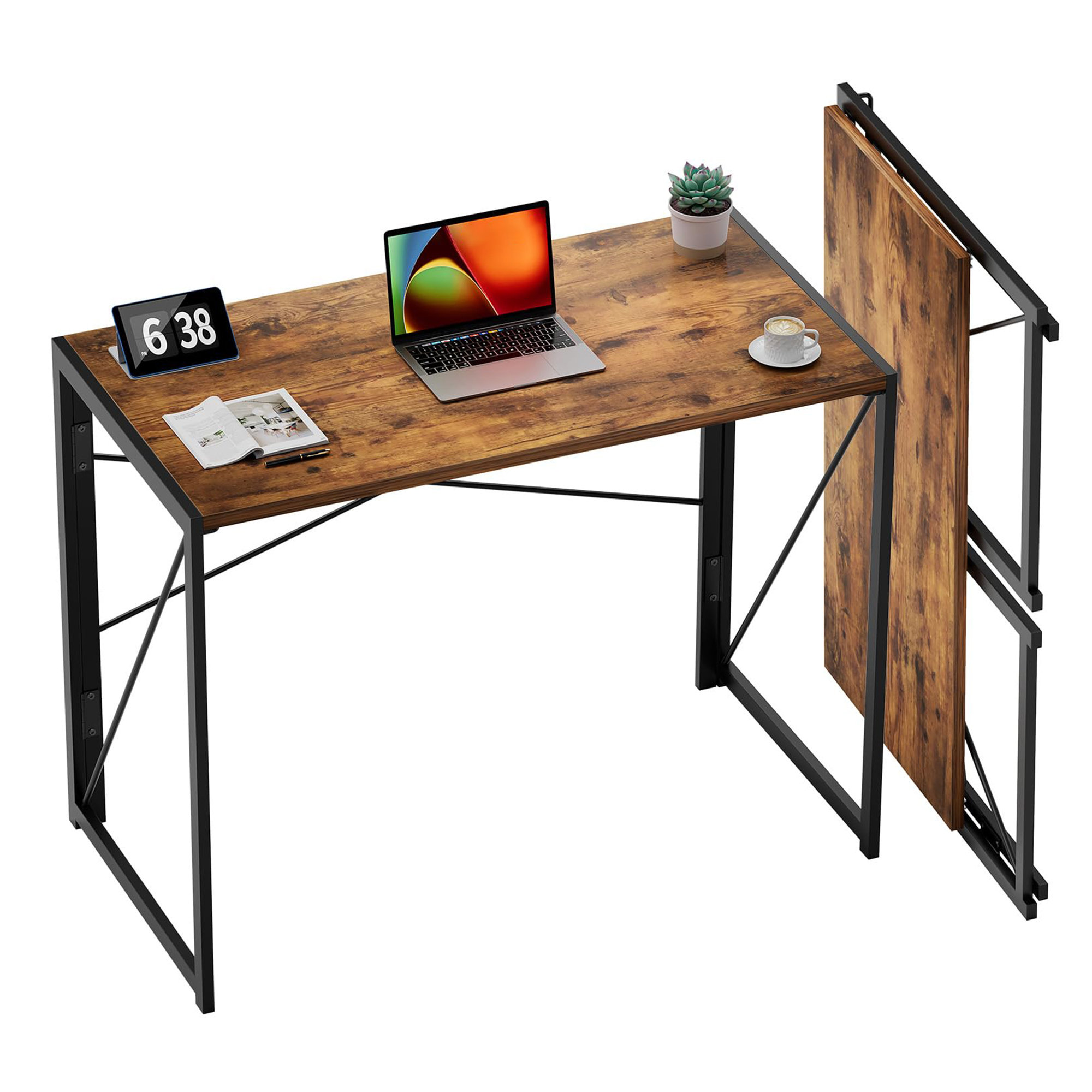 KIBNOF Small Folding Desk 31.5 inch Foldable Computer Desks, Spaces ...