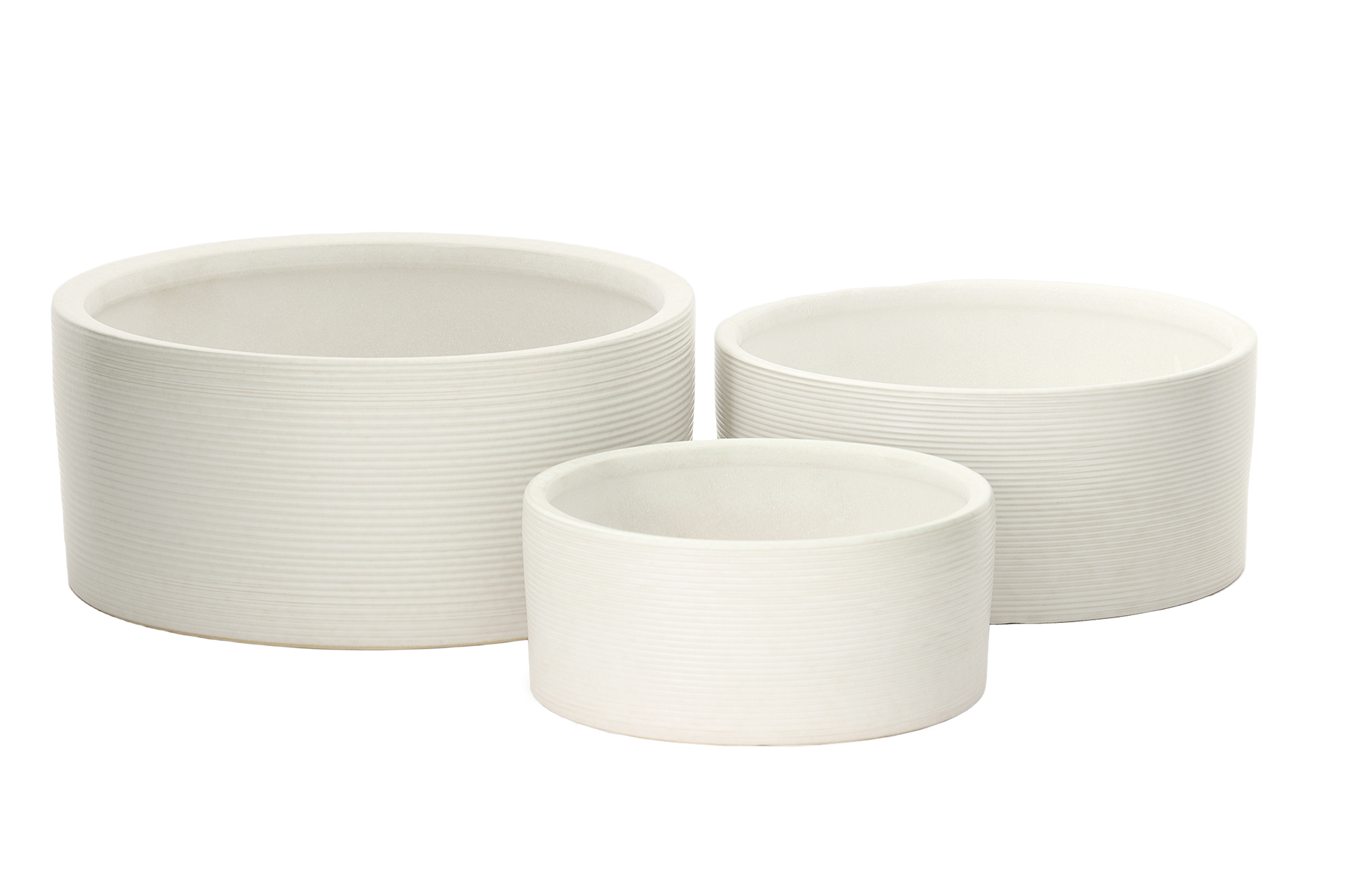 Latitude Run® Ceramic Round Pot Set Of Three Matte Finish White | Wayfair