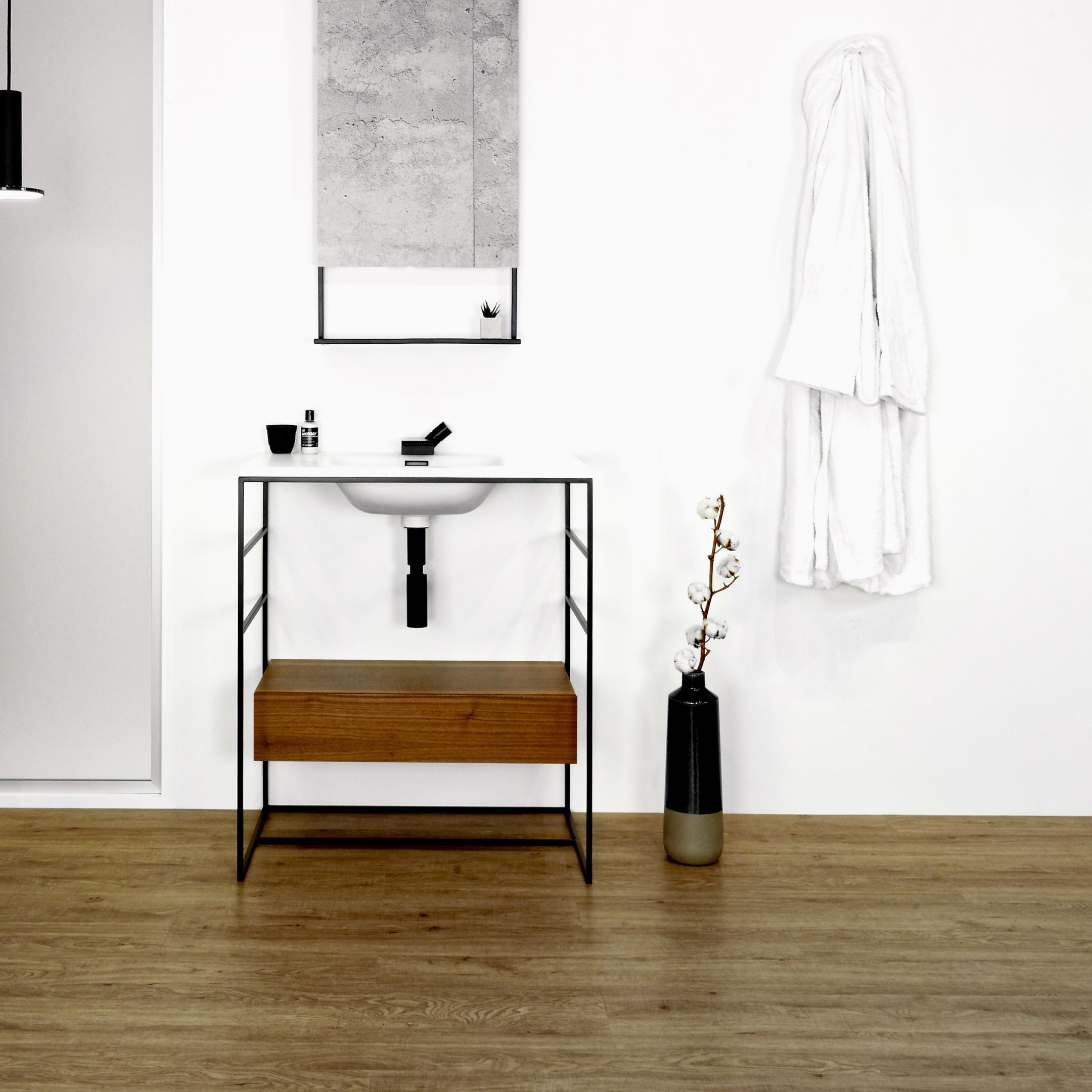 Wetstyle C2 30" Single Bathroom Vanity Set with Towel Holder and Mirror ...