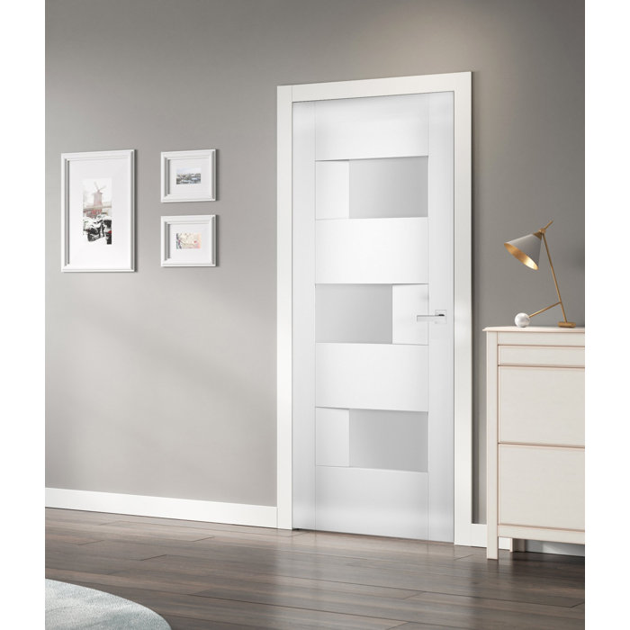 VDomDoors Sete Frosted Glass Standard White Door Slab | Wayfair