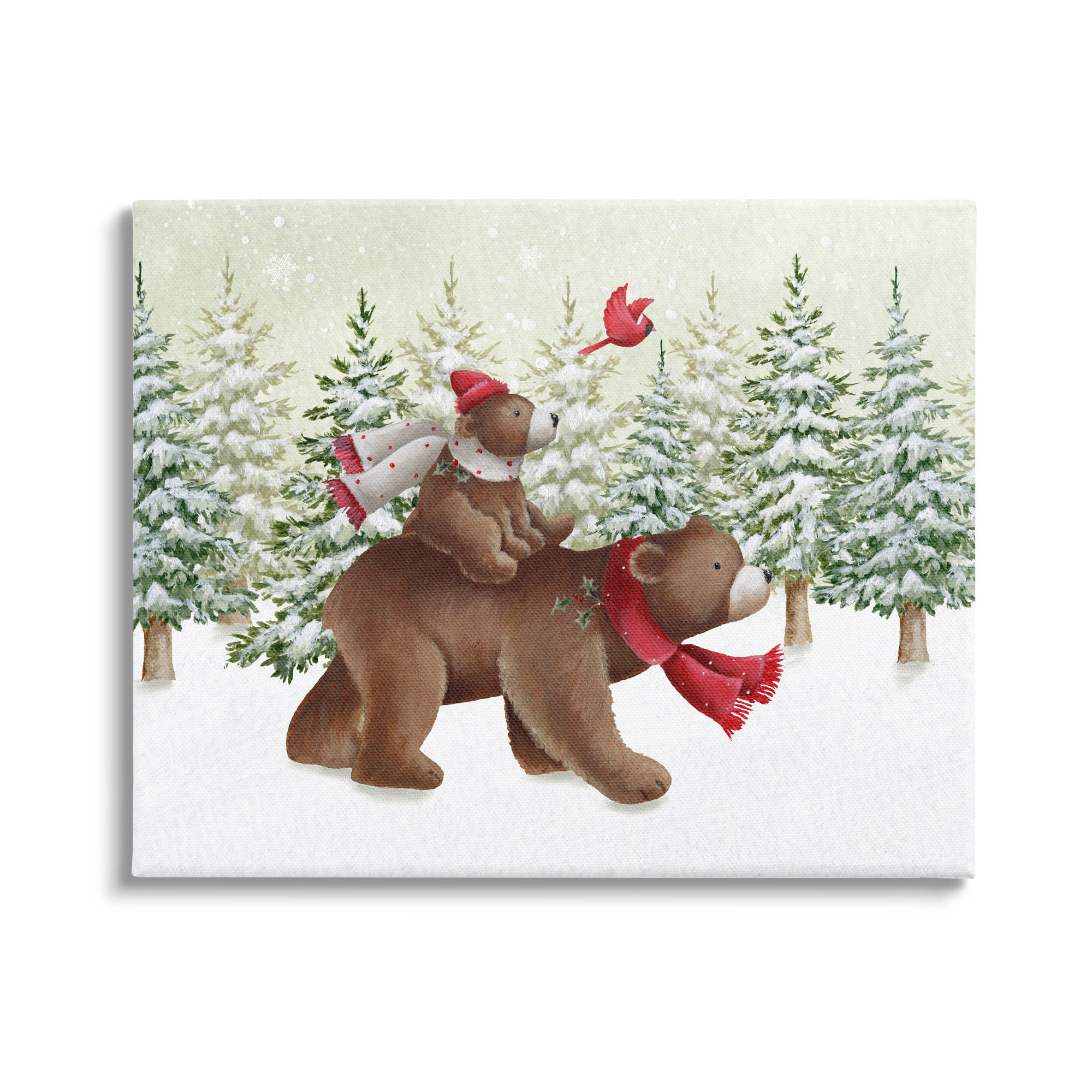 The Holiday Aisle® Bears in Snowy Scene Canvas Wall Art by Emma Leach ...