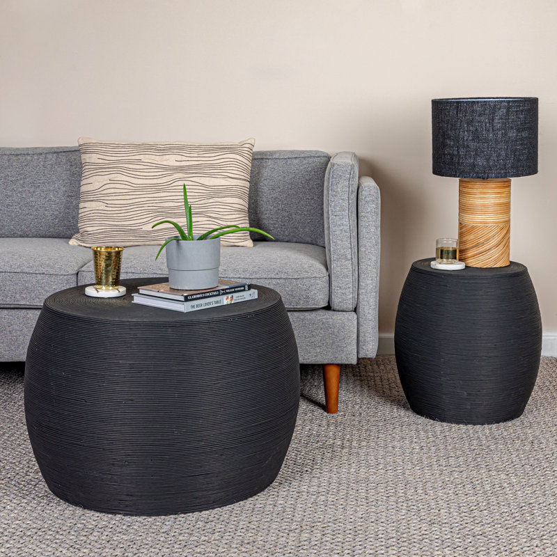 Bay Isle Home™ Marina Round Rattan Barrel Side Table | Wayfair