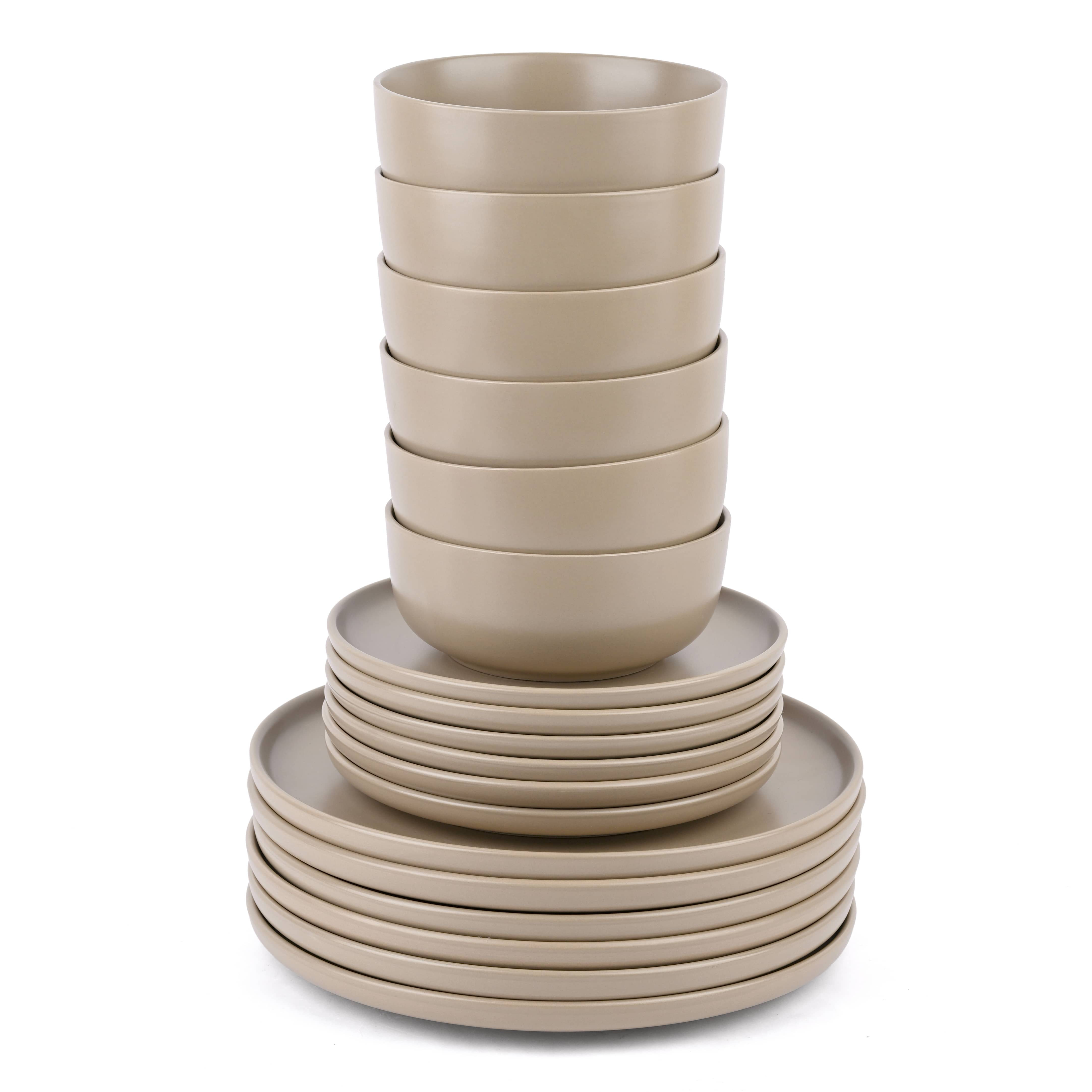 Waterside 18pc Beige Solid Colour Coupe Dinner Set | Wayfair.co.uk