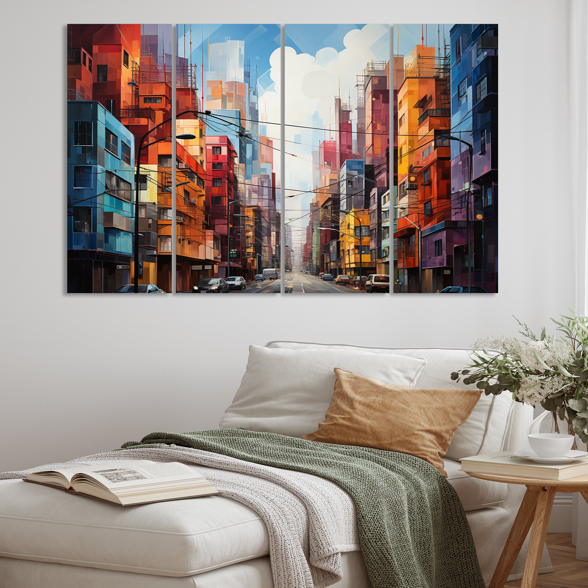 Design Art Surrealism City III - Abstract Realism Wall Decor - 4 Panels ...