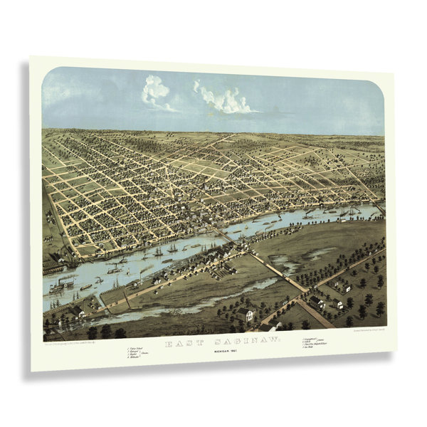 Ebern Designs " 1867 East Saginaw Michigan Map Poster Wall Art " on ...