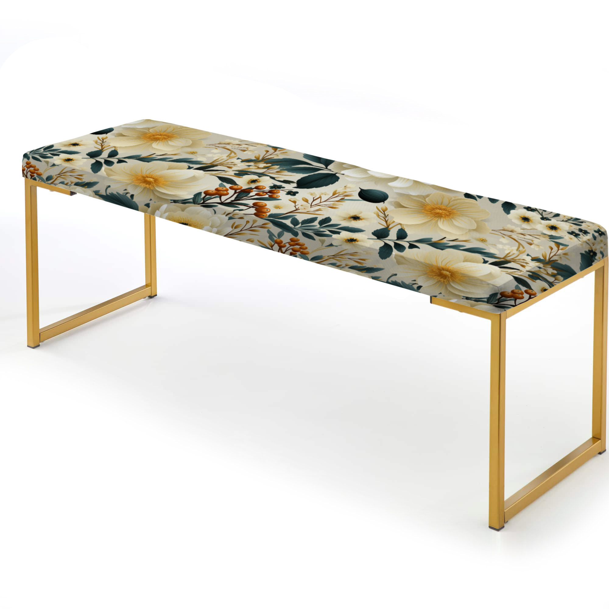 Design Art Ivory Boho Chic Floral Pattern I - Floral Upholstered Gold ...