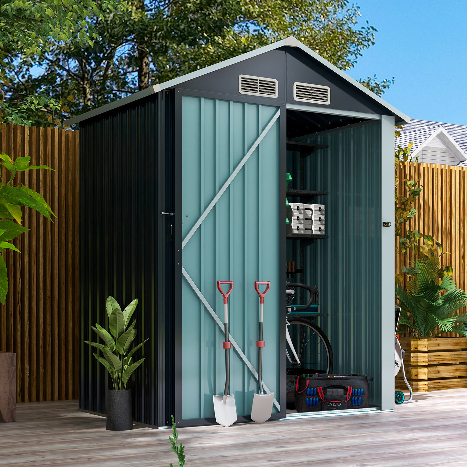 Aoxun 4 ft. W x 5 ft. D Metal Lean-to Storage Shed | Wayfair