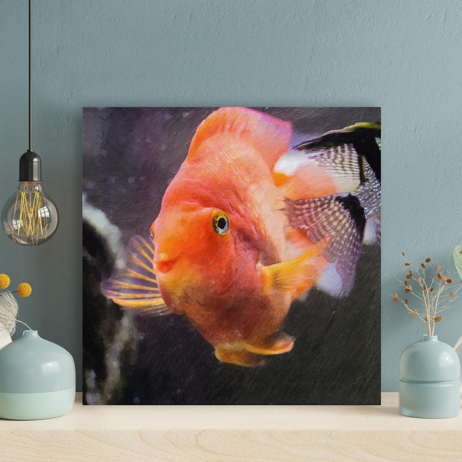 Bayou Breeze Orange And Grey White Fish In Water - 1 Piece Square ...