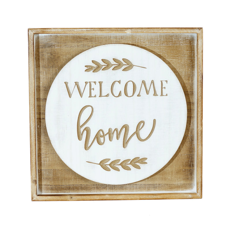 August Grove® VIP Wood 14 in. Brown Welcome Home Sign | Wayfair