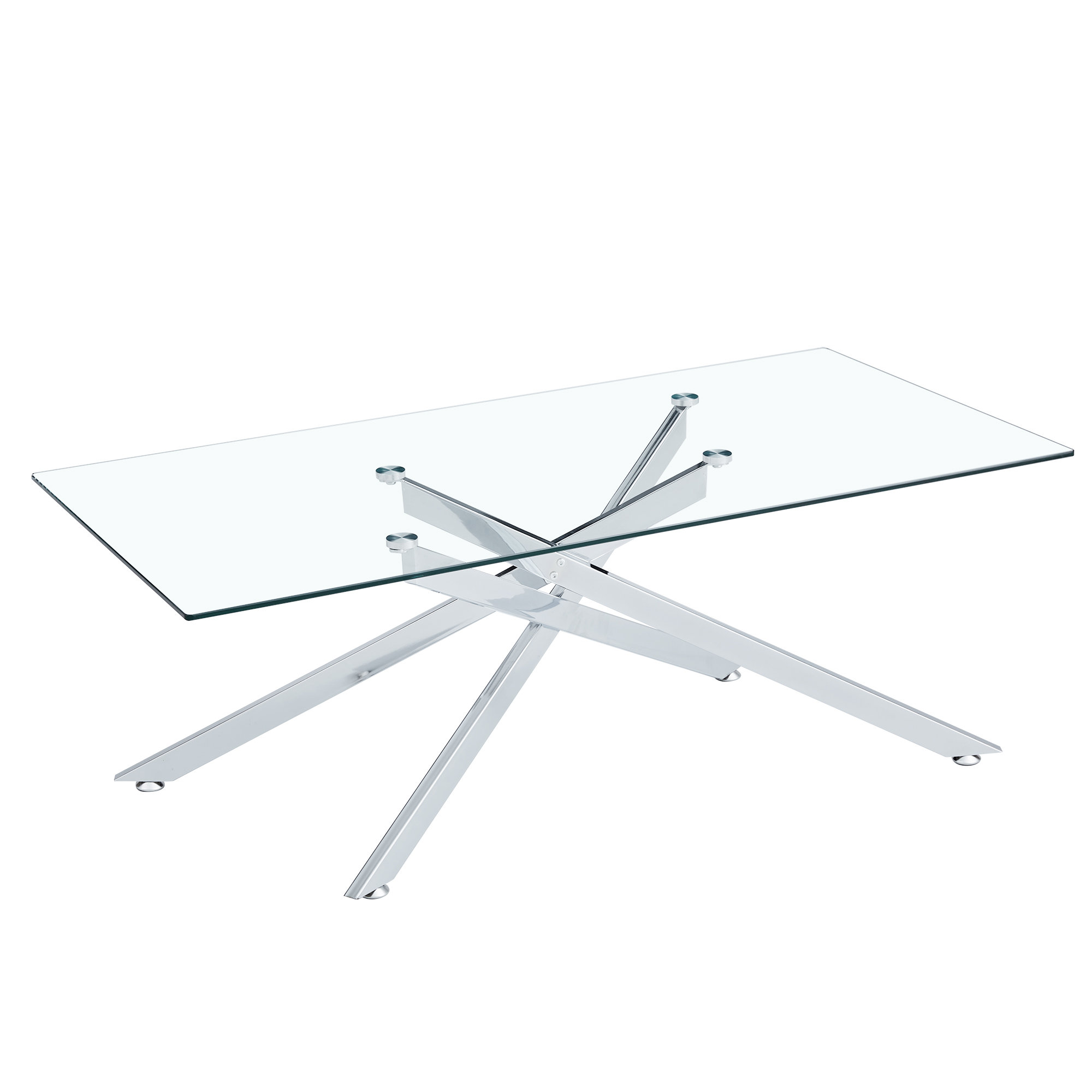 Wrought Studio™ 47.2" Rectangular Clear Tempered Glass Coffee Table ...