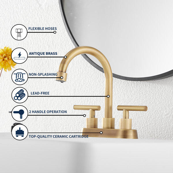 UFINE Centerset Faucet 2-handle Bathroom Faucet with Drain Assembly ...