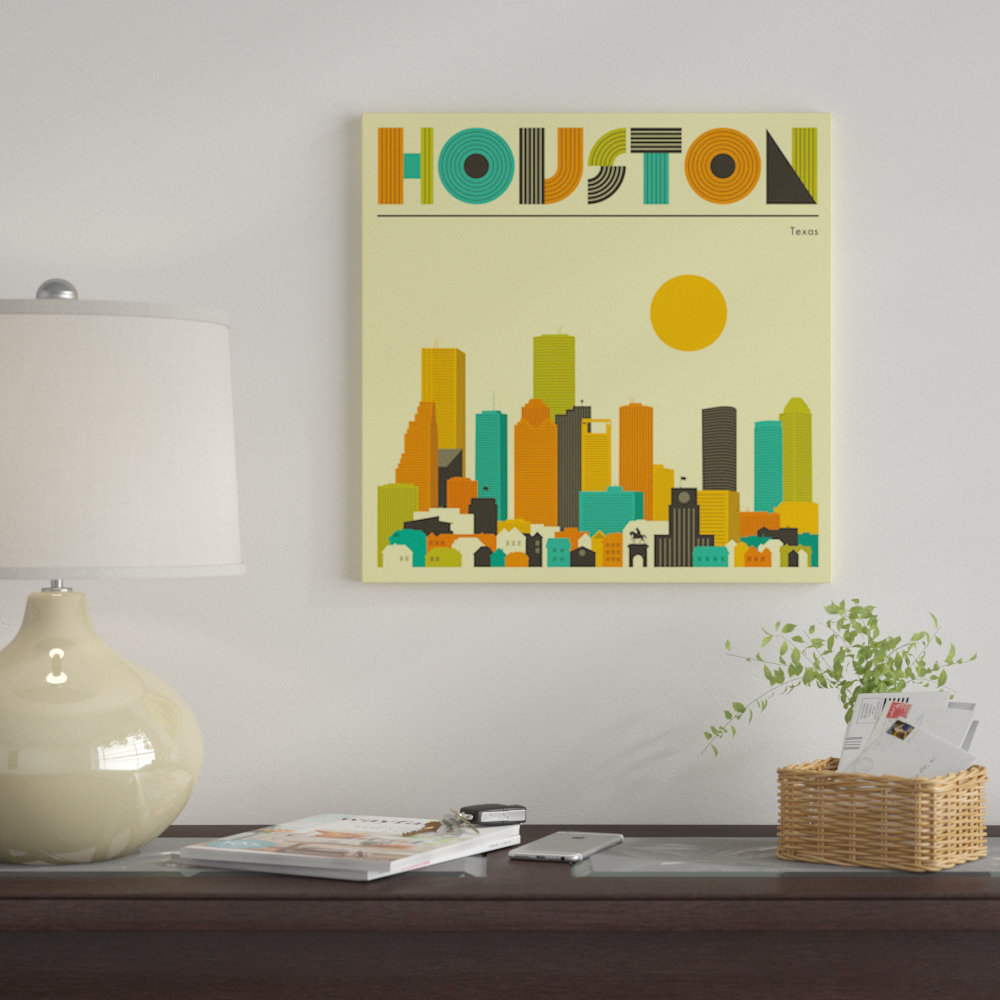 East Urban Home 'Houston Skyline' Graphic Art Print on Canvas | Wayfair