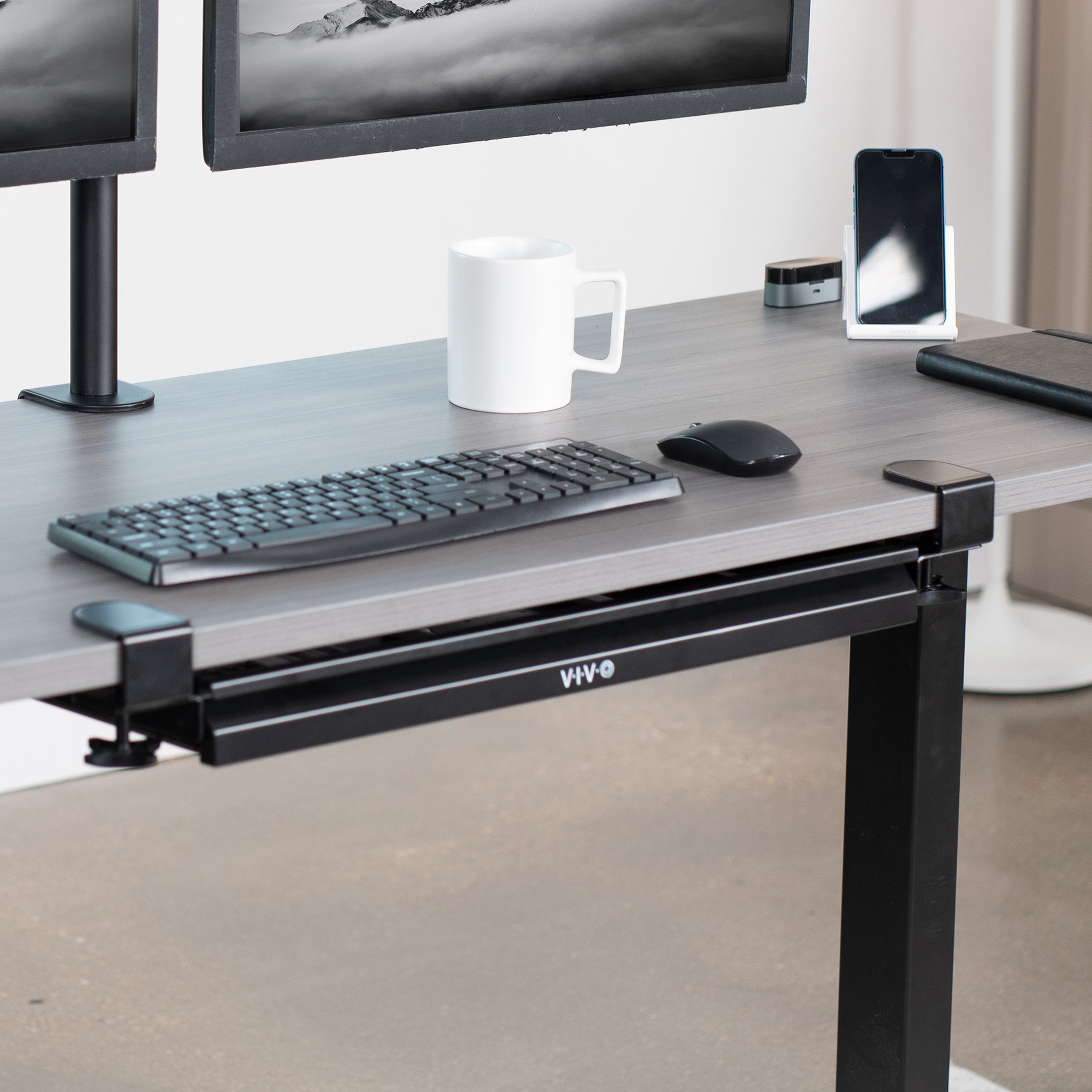 Vivo VIVO Black 22" Shallow Clamp-on Pull Out Storage Drawer Desk ...