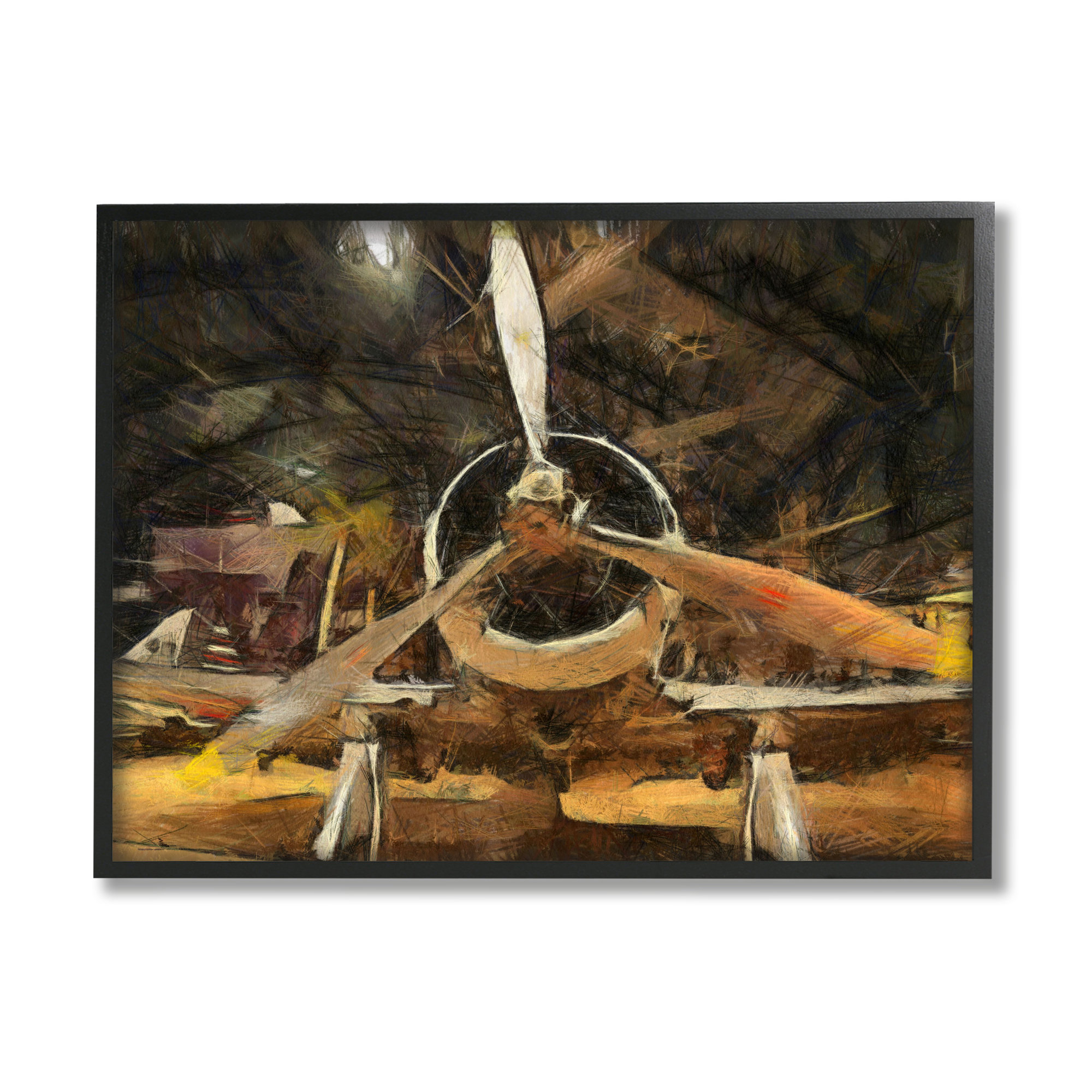Stupell Industries Abstract Jet Plane Propeller Aircraft Hanger Scene ...