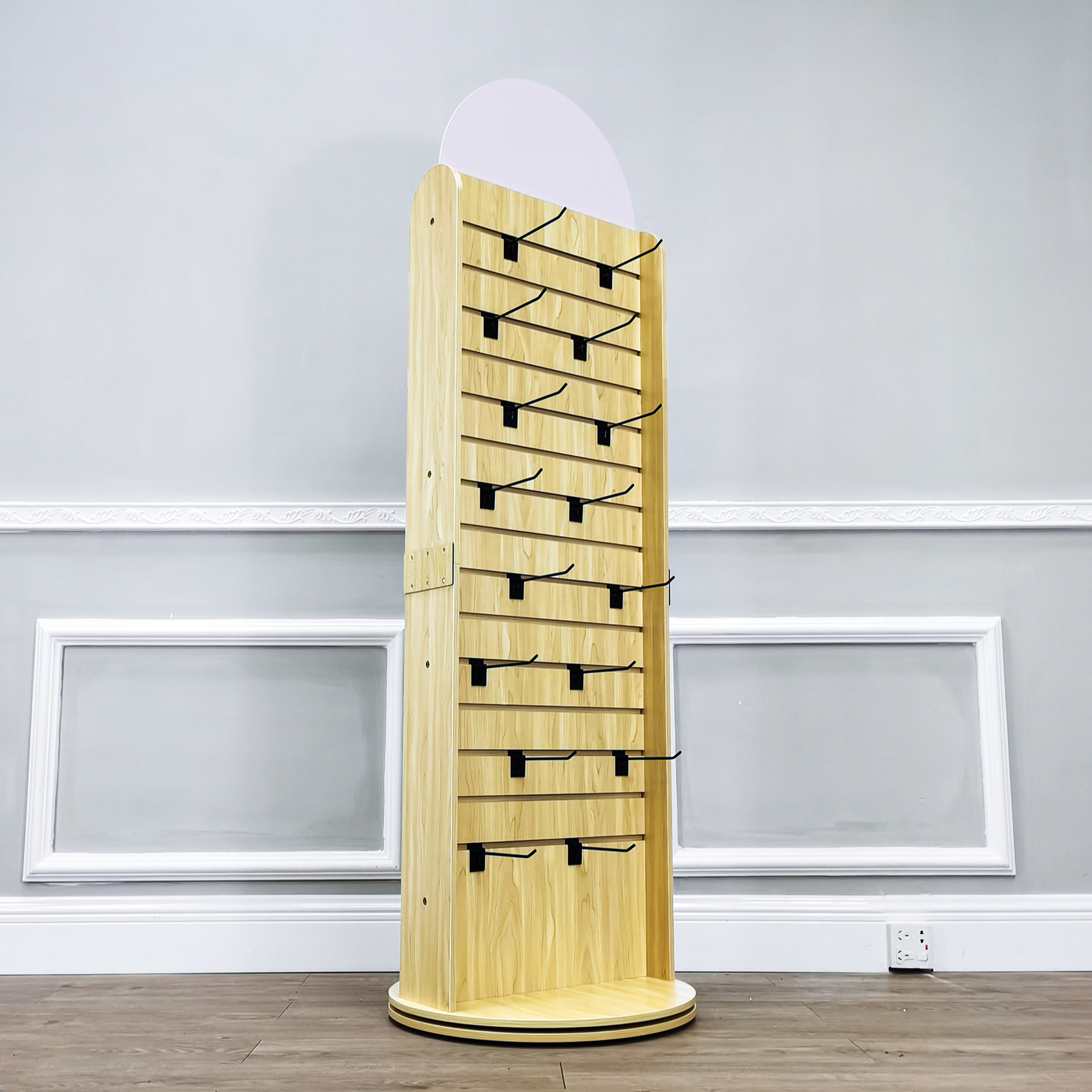 FixtureDisplays Double Sided Slatwall Rotating Display Wood Floor ...