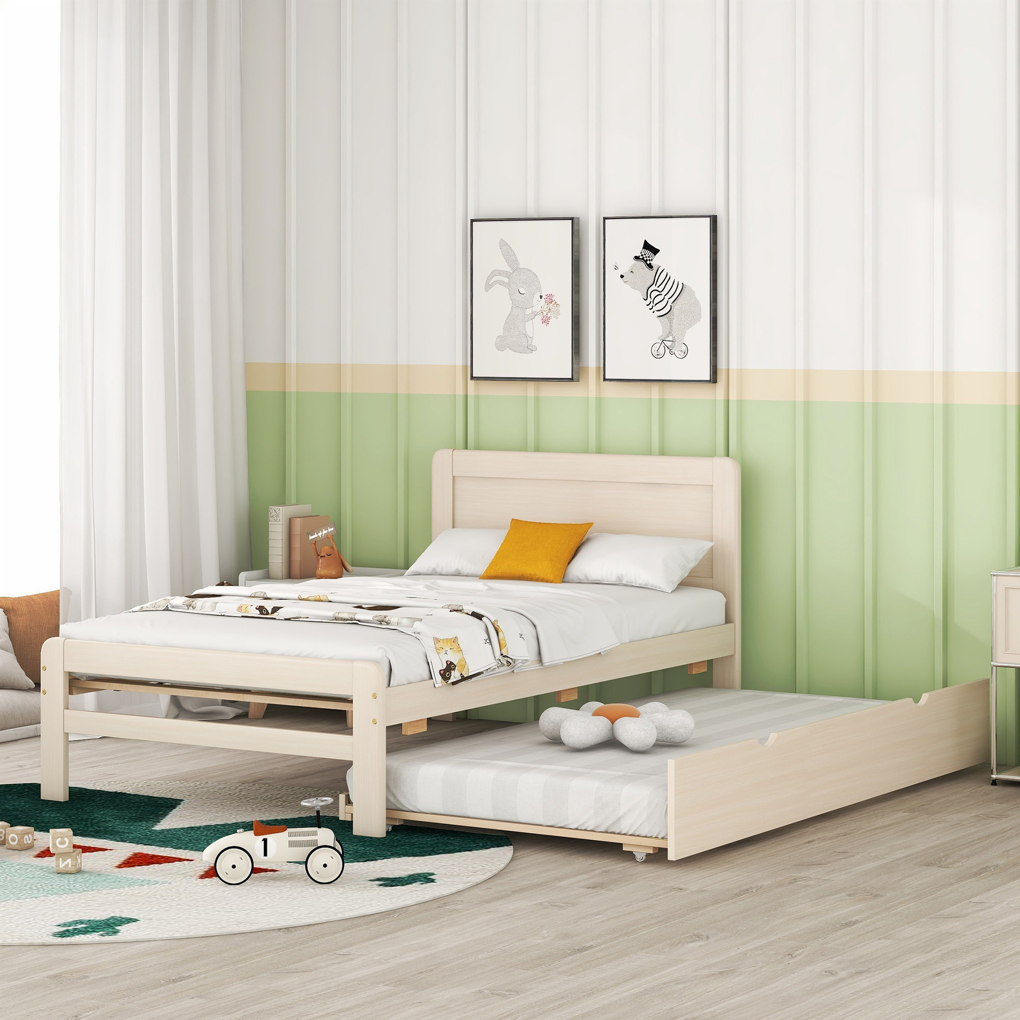 Lark Manor™ Modern Design Twin Size Platform Bed Frame with Trundle ...