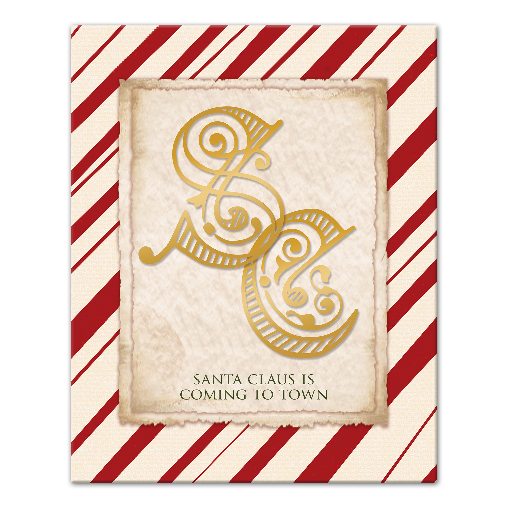 The Holiday Aisle® 'Candy Cane Santa Claus Monogram' Graphic Art Print ...