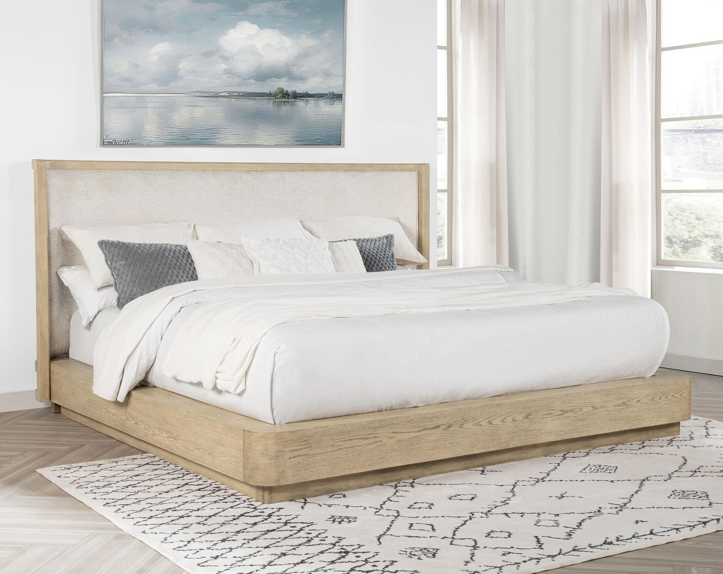 Hokku Designs Wingback Bed Beige Oak | Wayfair