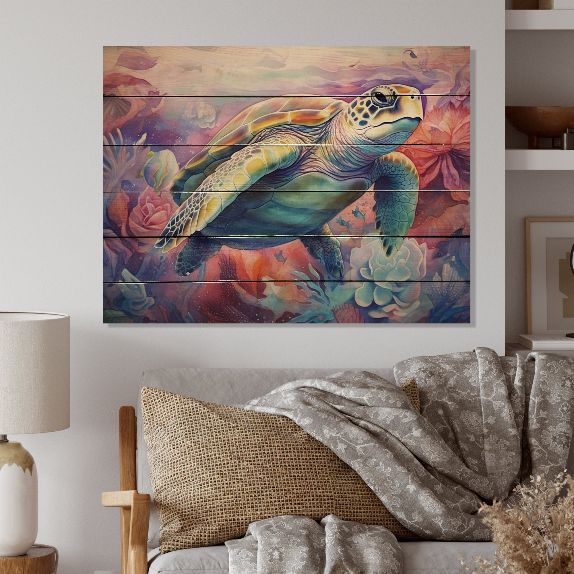 Bay Isle Home™ Poquito Graceful Turtle On Wood Print - Wayfair Canada