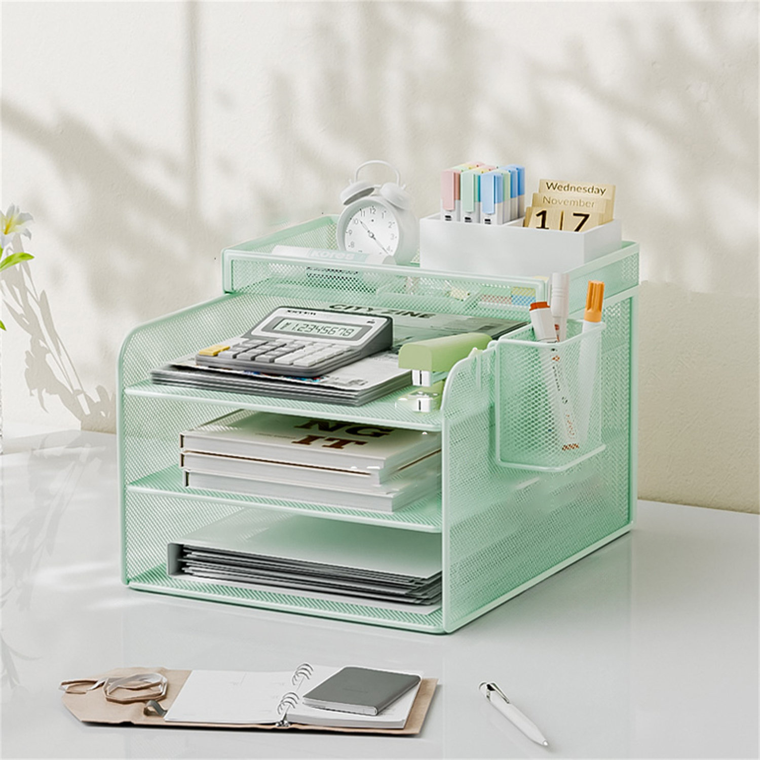 Inbox Zero Office Desk Organizer Shelf, Document Storage Box, Multi ...