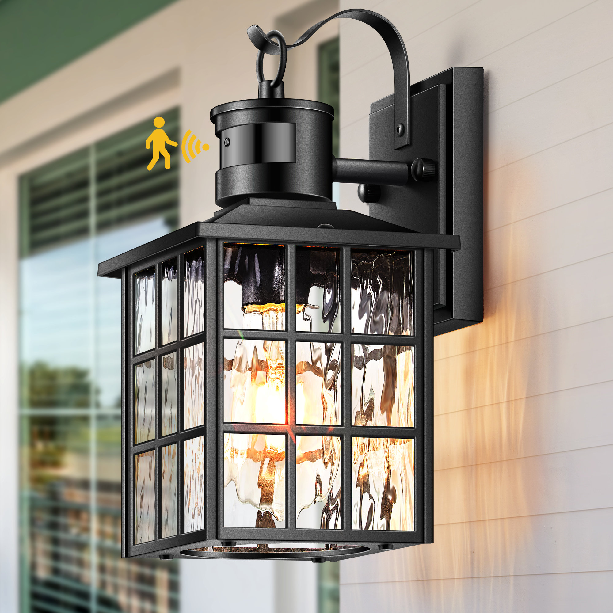 17 Stories Outdoor Wall Lantern with Motion Sensor, Dusk to Dawn ...
