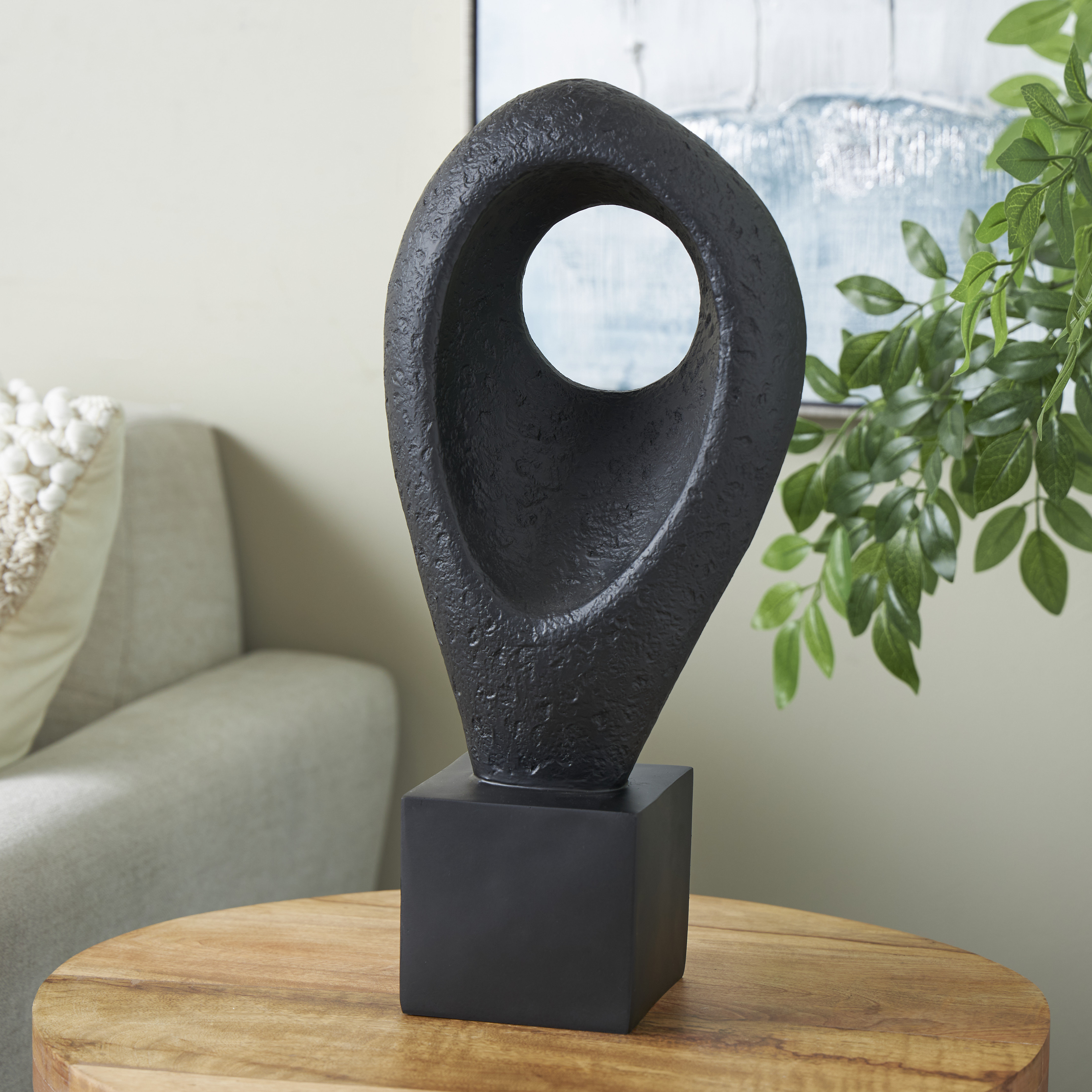 Ivy Bronx Cole And Grey Polystone Textured Cutout Teardrop Abstract ...