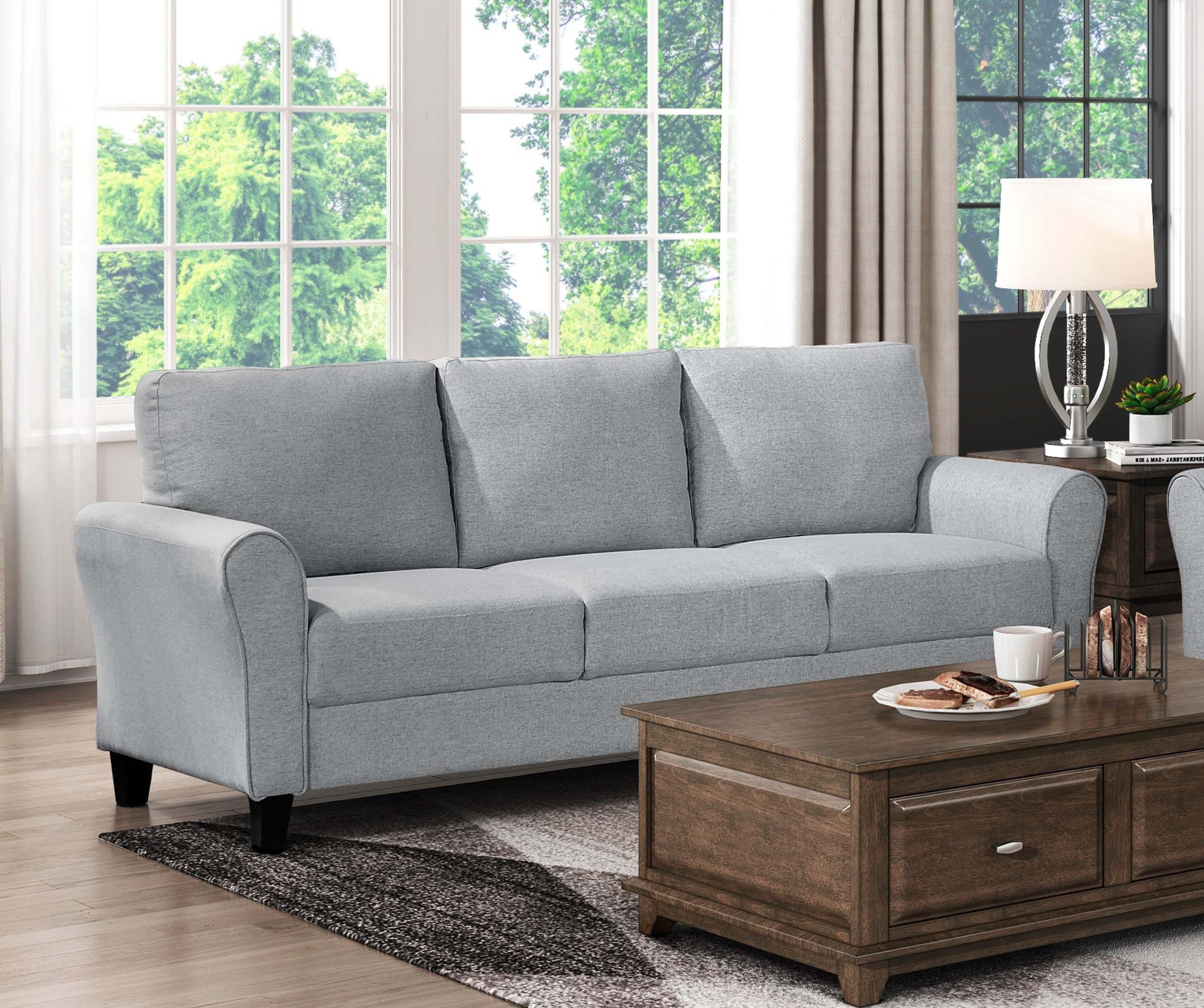 Red Barrel Studio Modern Sofa With Rounded Arms And Attached Cushions ...