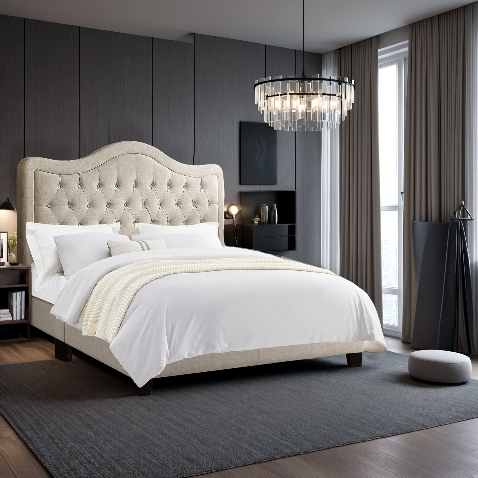 Winston Porter Upholstered Bed Frame - Luxurious Headboard, Elegant Platform Design, Ideal for ...