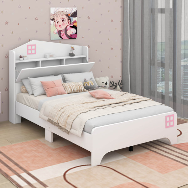 Winston Porter Nirma Wooden House Bed with Storage Headboard Bed with ...