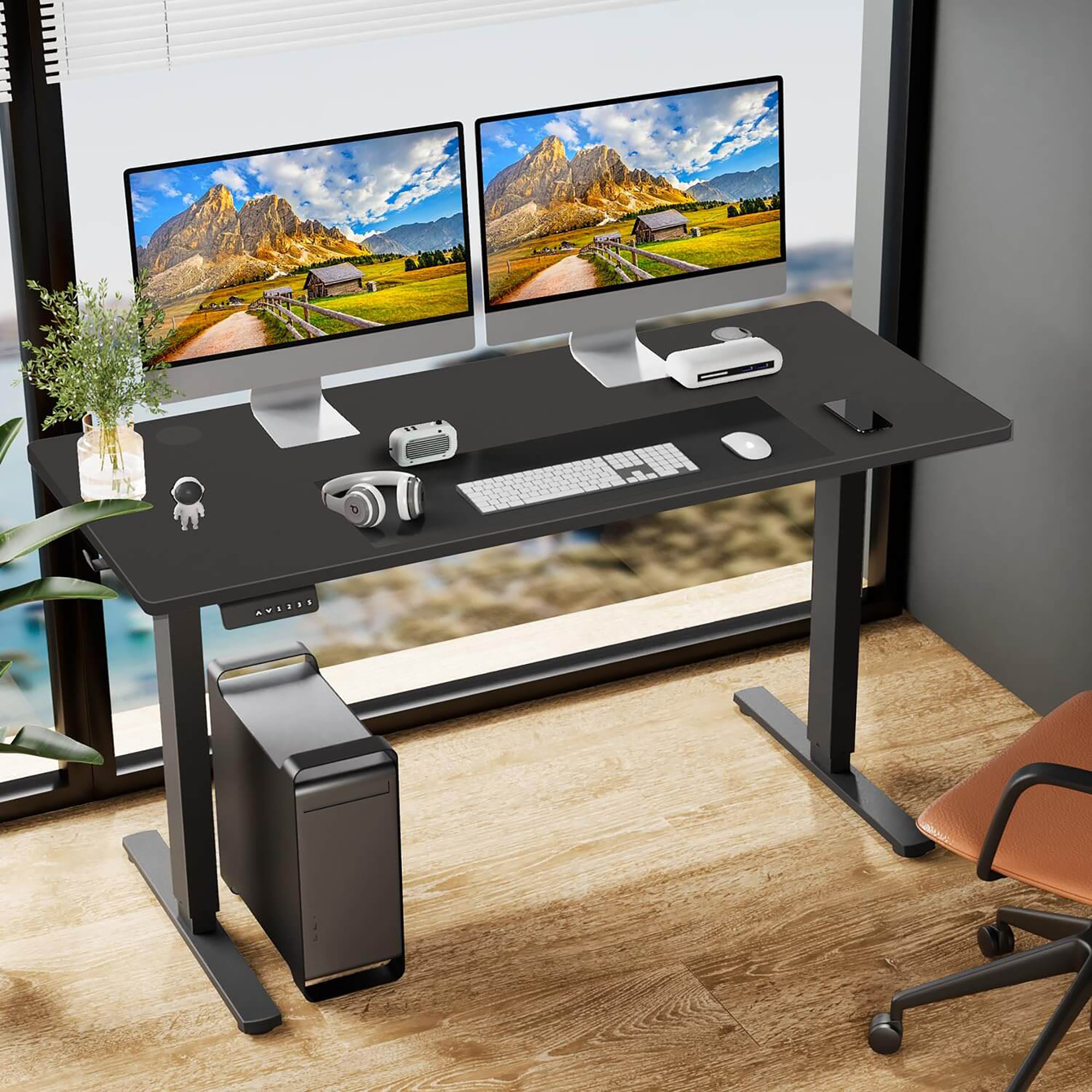 Ebern Designs Electric Height Adjustable Standing Desk,Sit to Stand ...