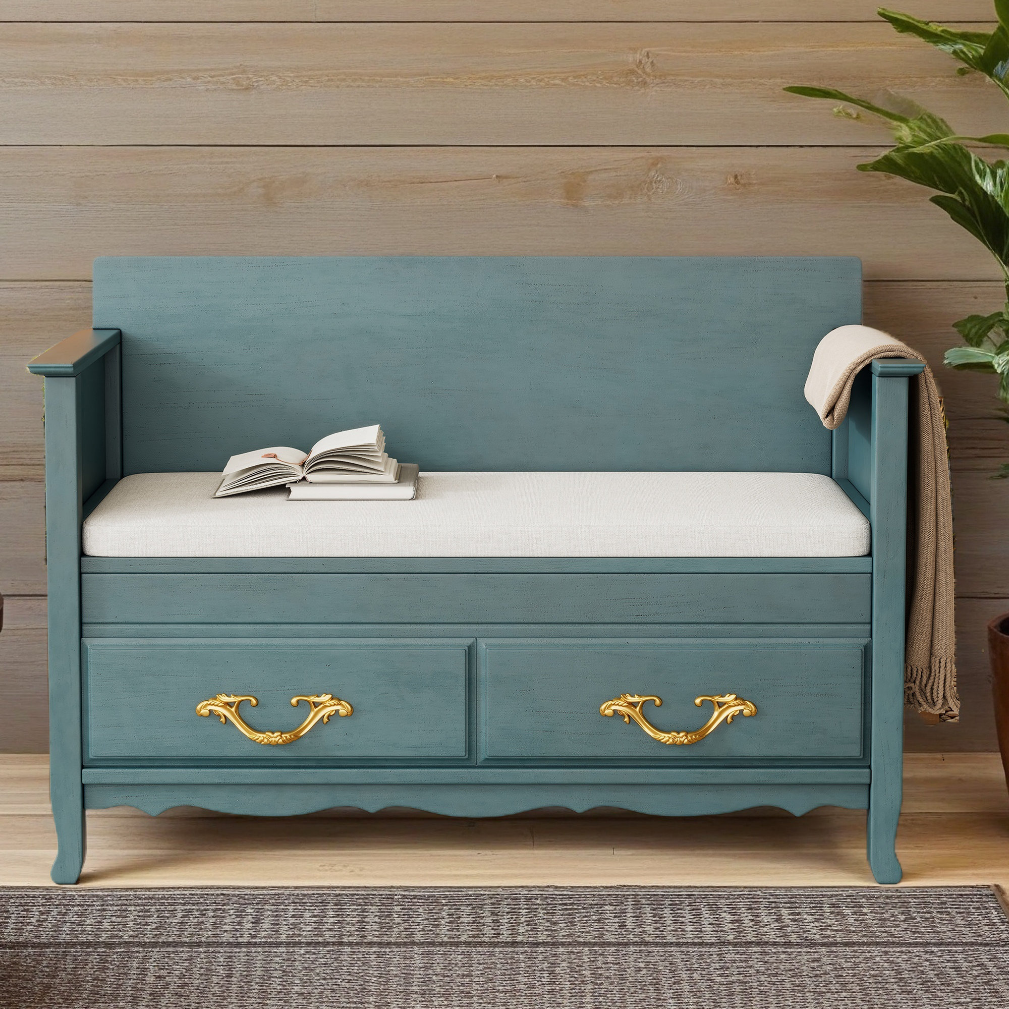 Lark Manor Shoe Bench With Removable Cushion, Entryway Bench With ...